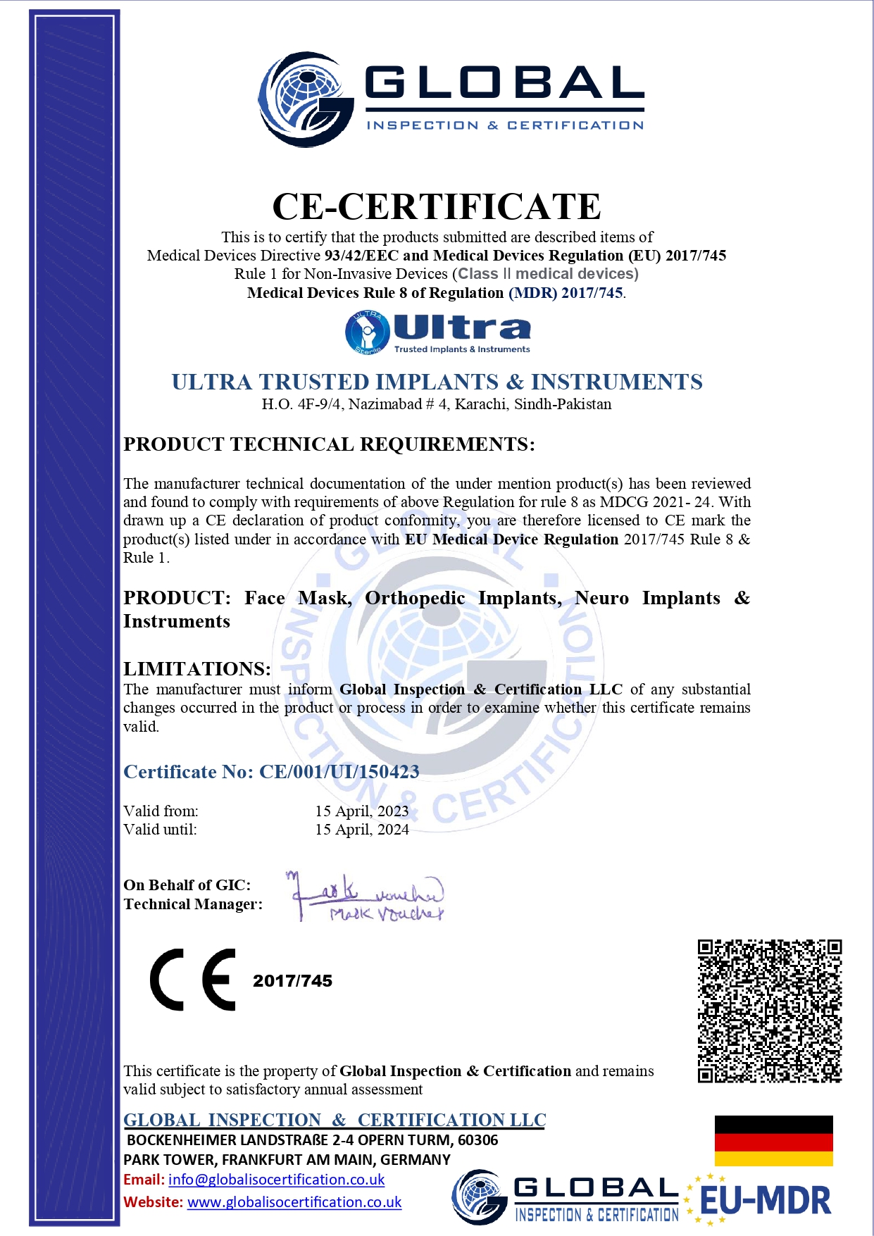 Certificates | Ultra Implants